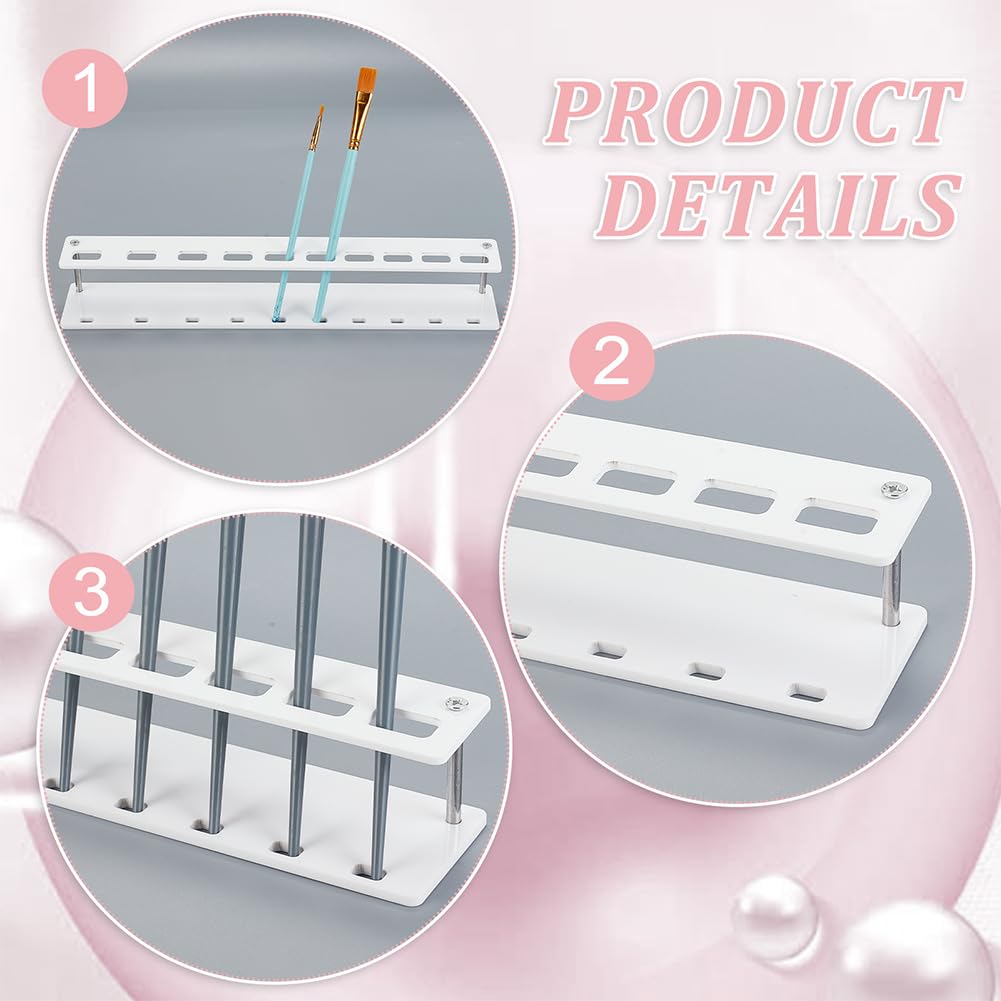 AHANDMAKER Makeup Brush Drying Rack Acrylic 10 Hole Drying Rack Makeup Brush Holder Paint Brush Drying Stand Makeup Brush Organizer Storage Display Shelf, White