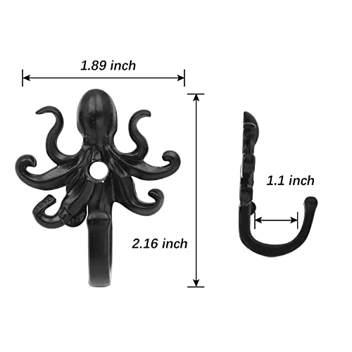 AOAOYING Wall Storage Hooks β Octopus Decorative Wall Mounted Coat Hooks for Hanging Coats, Scarves, Bags, Purses, Backpacks, Towels Indoor and Outdoor Hooks (Black 5 Pack)