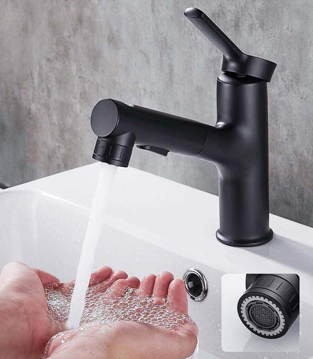 Black Bathroom Basin Taps Kitchen Sink Faucet Pull Down Sprayer Single Lever Mixer Brasss Tap for Lavatory Vanity Ashroom Bath Bathtubs Toilets