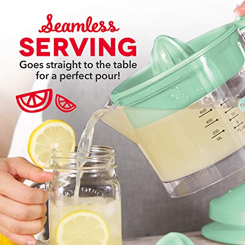 Dash Citrus Juicer Extractor: Compact Juicer for Healthy Juice, Oranges, Lemons, Limes, Grapefruit & other Citrus Fruit with Easy Pour Spout + 20 oz Pitcher - Aqua