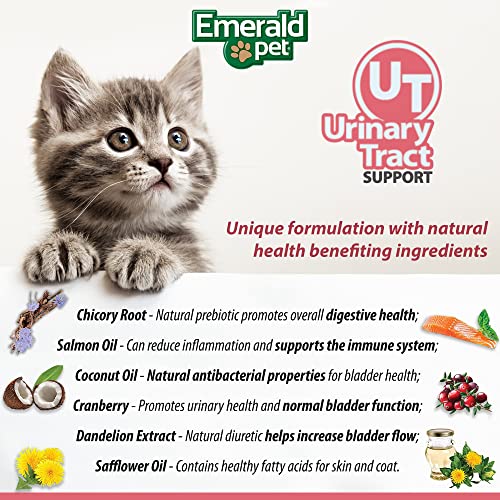 Emerald Pet Feline Health Chews UT Support β Natural Grain Free Urinary Tract Health Cat Chews β Cat Urinary Supplements with Cranberry, Chicory Root, and Dandelion Leaf Extract β Made in USA, 2.5 oz