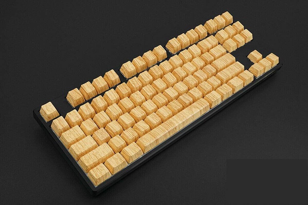 Rare 87 Keys Top Printed Doubleshot Backlit Keycap ANSI OEM Key Cap for Cherry MX Gaming Mechanical Keyboard (Yellow