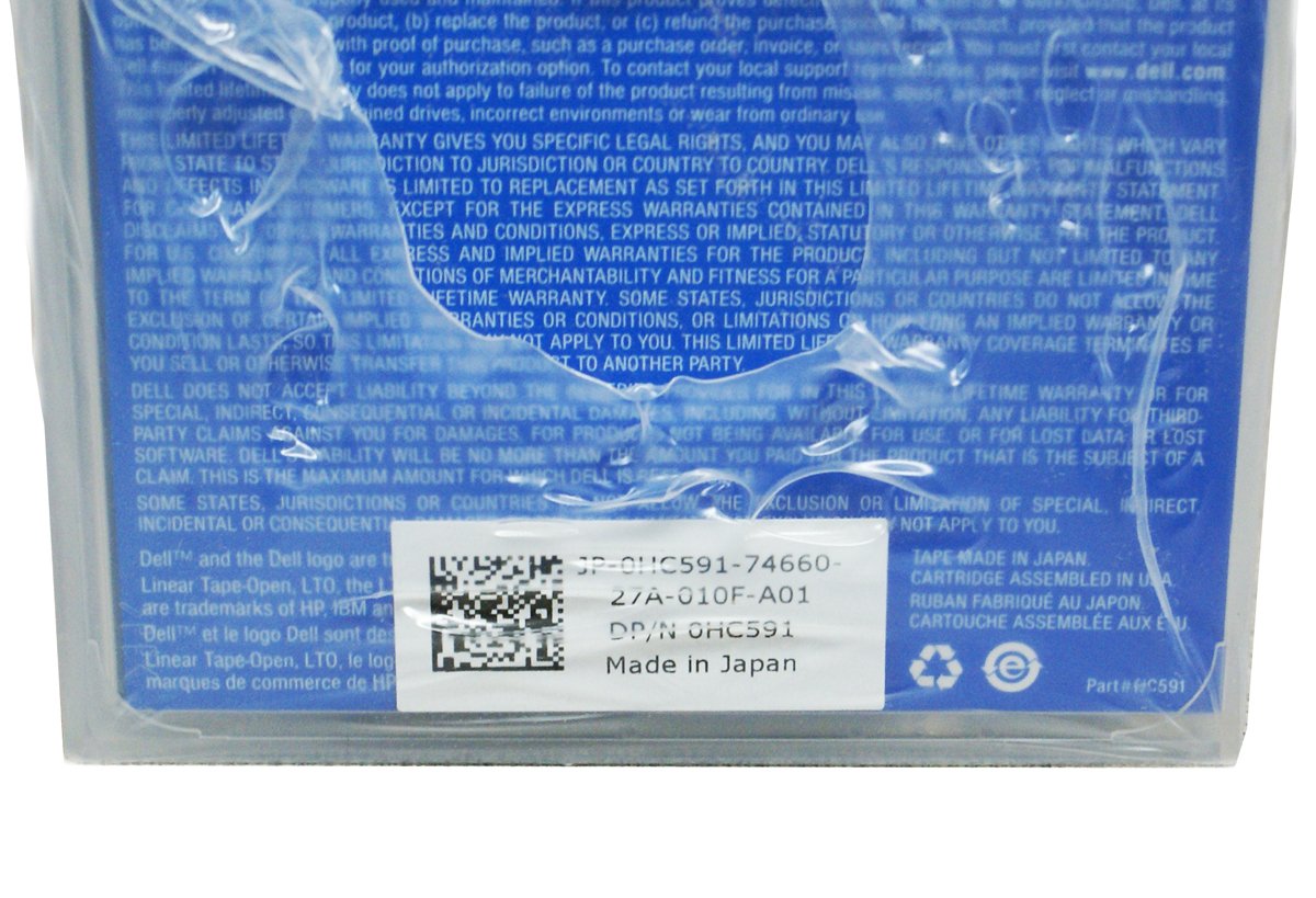 Genuine OEM 5-Pack Dell HC591 HC593 RC922 400 GB (Native) / 800GB (Compressed) LTO LOT-3 Ultrium3 Data Tape Cartridge Compatible Part Numbers: HC591, HC593, RC922