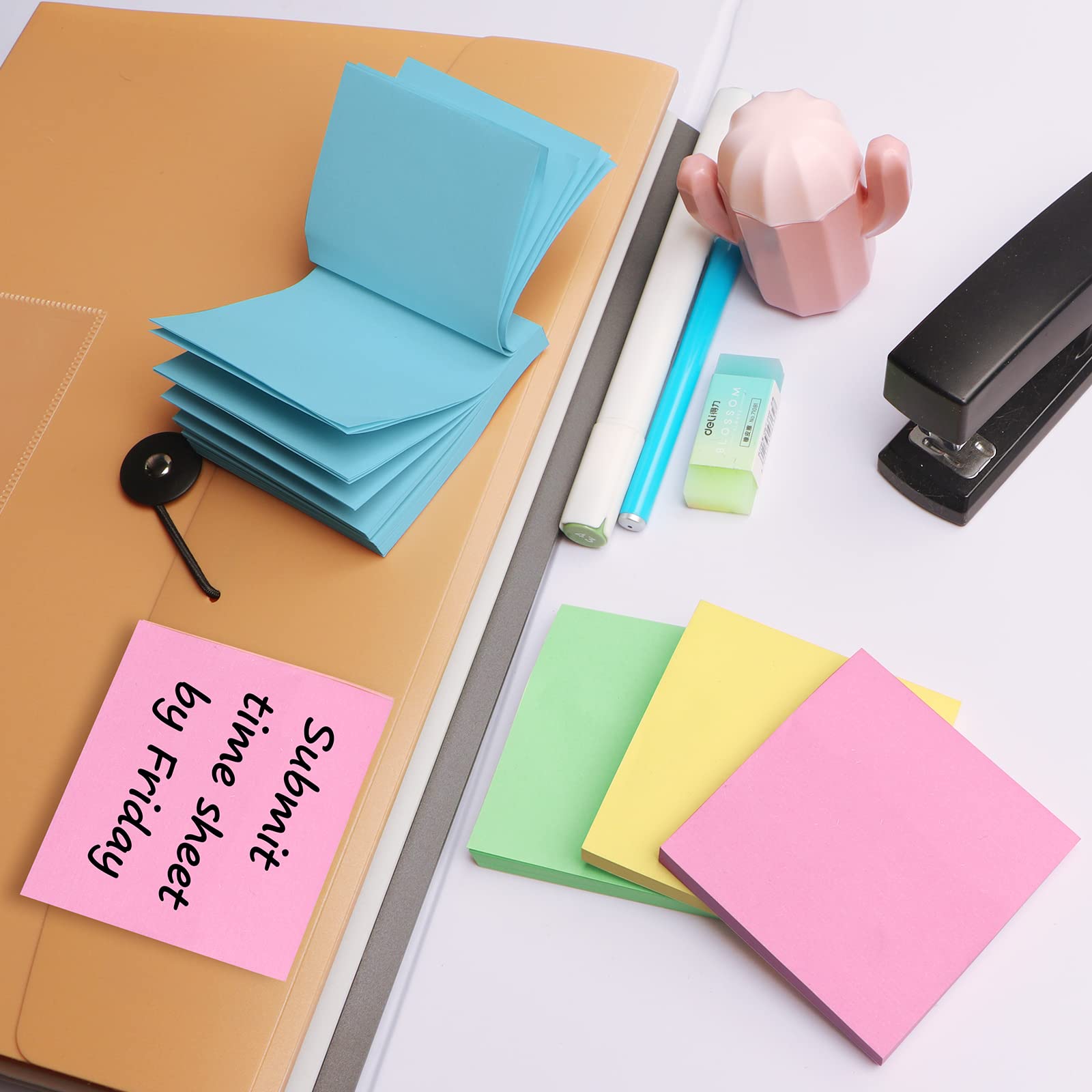 8 Packs Colored Sticky Notes, 3"x3" Self-Stick Pads with 640 Sheets in Total, 80 Sheets/Pack, Perfect for Office, Home, School, Meetings
