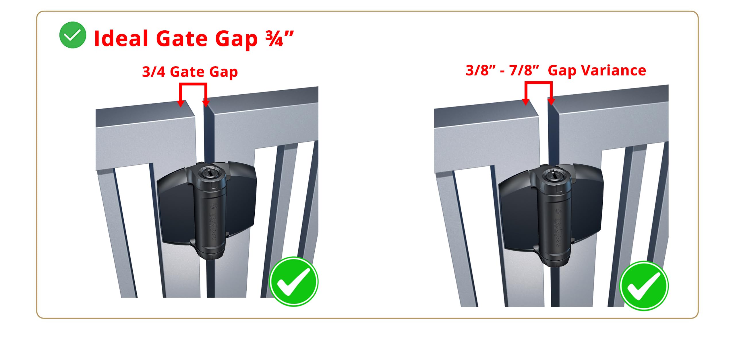 D&D Technologies TCA1S3WTS TruClose Regular Duty Gate Hinges for Self Closing Metal Gates Up to 66 lb (White, 2)