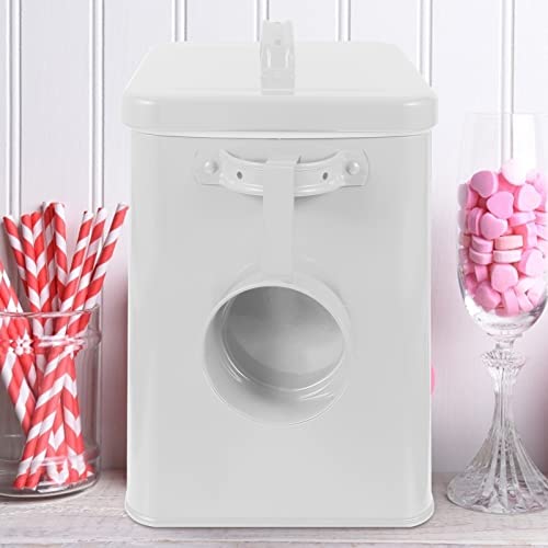 Angoily Metal Rice Storage Container Rice Canister with Lid Cereal Containers Dispenser Sealed Food Storage Container for Cereal Beans Pet Food White