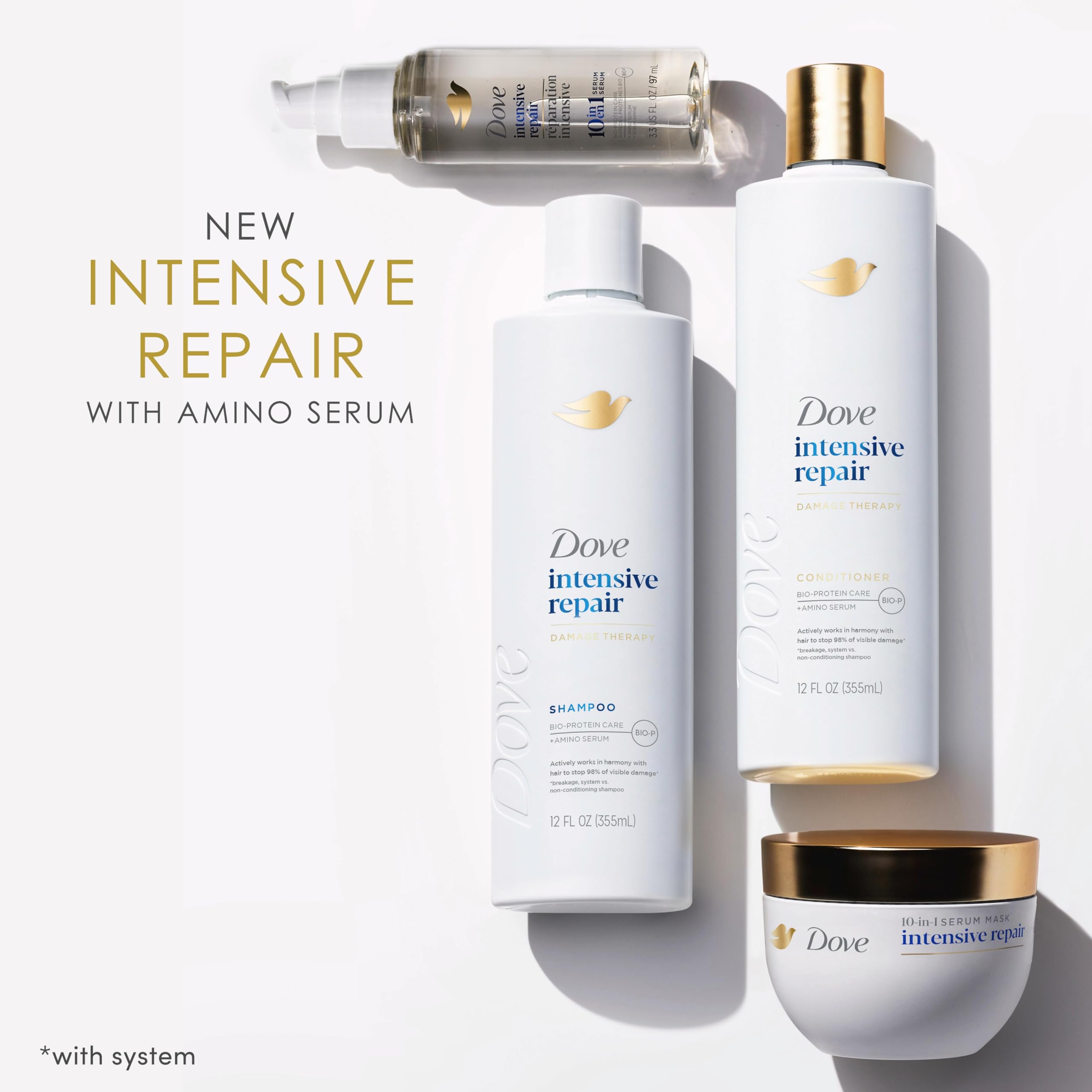 Dove Shampoo Intensive Repair for Damaged Hair with Bio-Protein Care Technology and Amino Serum 12 Fl Oz