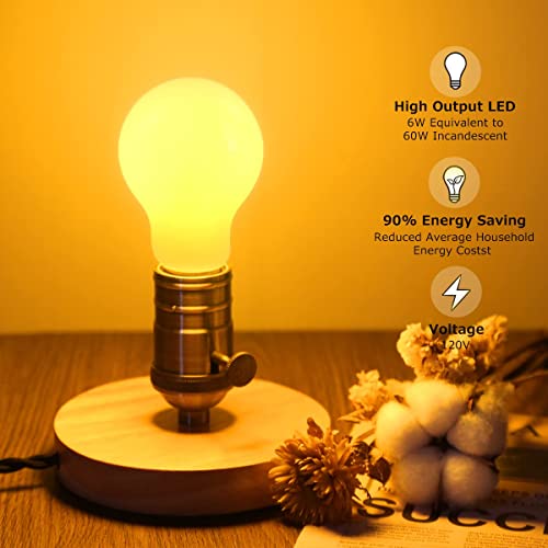 2pack A19 Yellow Light Bulb,LED Light Bulbs Outdoor,Edison Bulb 5W Equivalent to 40W,Amber Bedroom Night Light Bulb, E26 Medium Base, Non-Dimmable for Home Hallway Porch Lights, Decorative Lamps