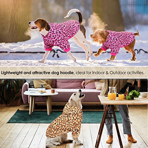 AOFITEE Dog Hoodie, Leopard Printed Dog Hoodies Sweatshirt, Winter Warm Dog Coat with Hat, Dog Pullover Hooded Shirts, Dog Cold Weather Apparel for Small Medium Large Dog