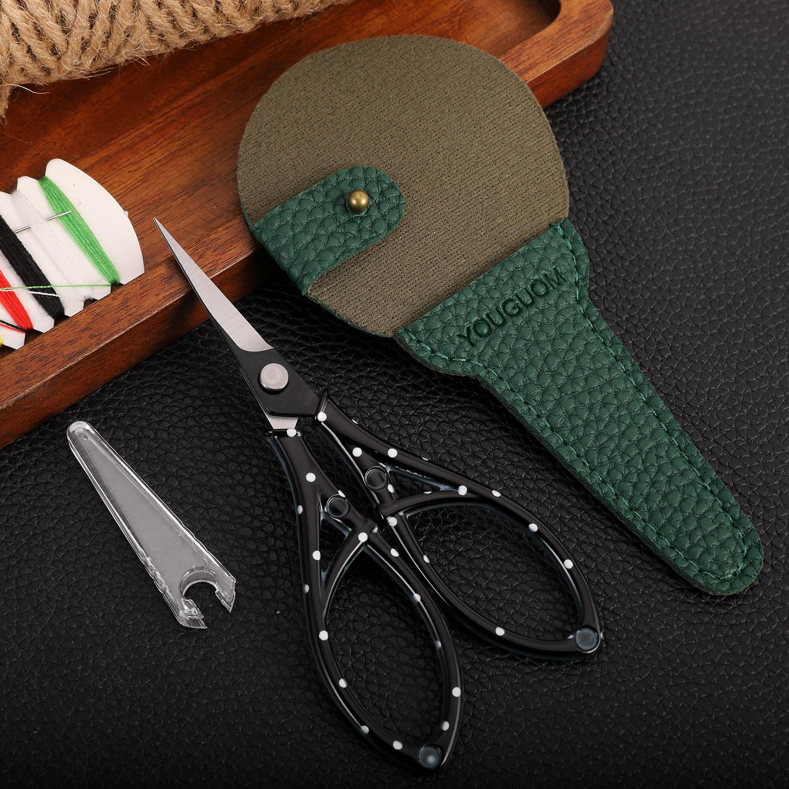 YOUGUOM Precision Embroidery Scissors Pointed Tip Detail Shears for Needlework DIY Craft Thread Paper Cutting Sewing Snips with Protective Cover