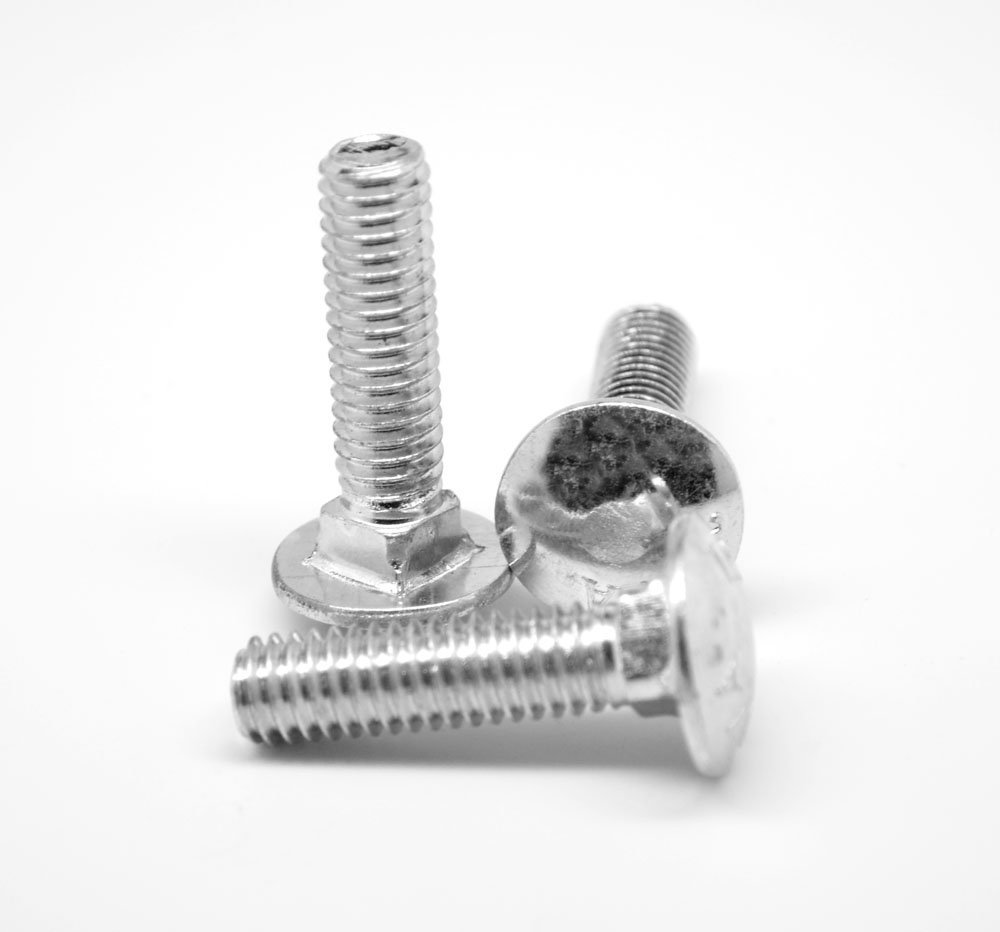 3/8-16 x 1 (FT) Coarse Thread Grade 5 Short Neck Carriage Bolt Medium Carbon Steel Zinc Plated Pk 750
