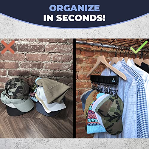 PackHatUSA The Original American Patented 18 Hat Organizer and Hat Rack for Your Closet - Transform Clothing Hangers into Hat Racks for Baseball Caps - Make Hat Storage Easy - Universal Fit Hat Holder