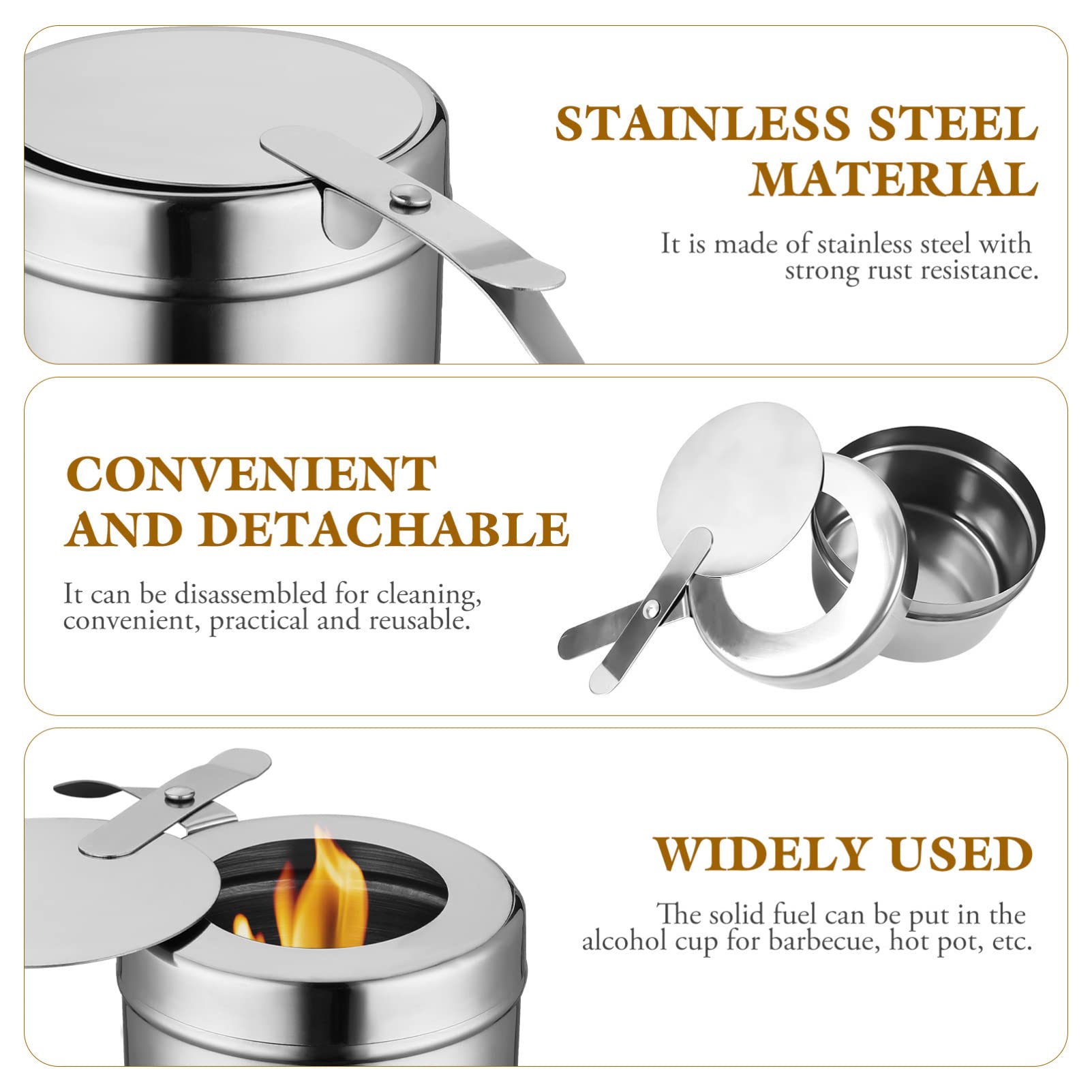 Abaodam 2Pcs Chafing Dish Fuel Holders Stainless Steel Fuel Cans Fuel Tank Boxes Fuel Holders with Covers for Home Outdoor Camping