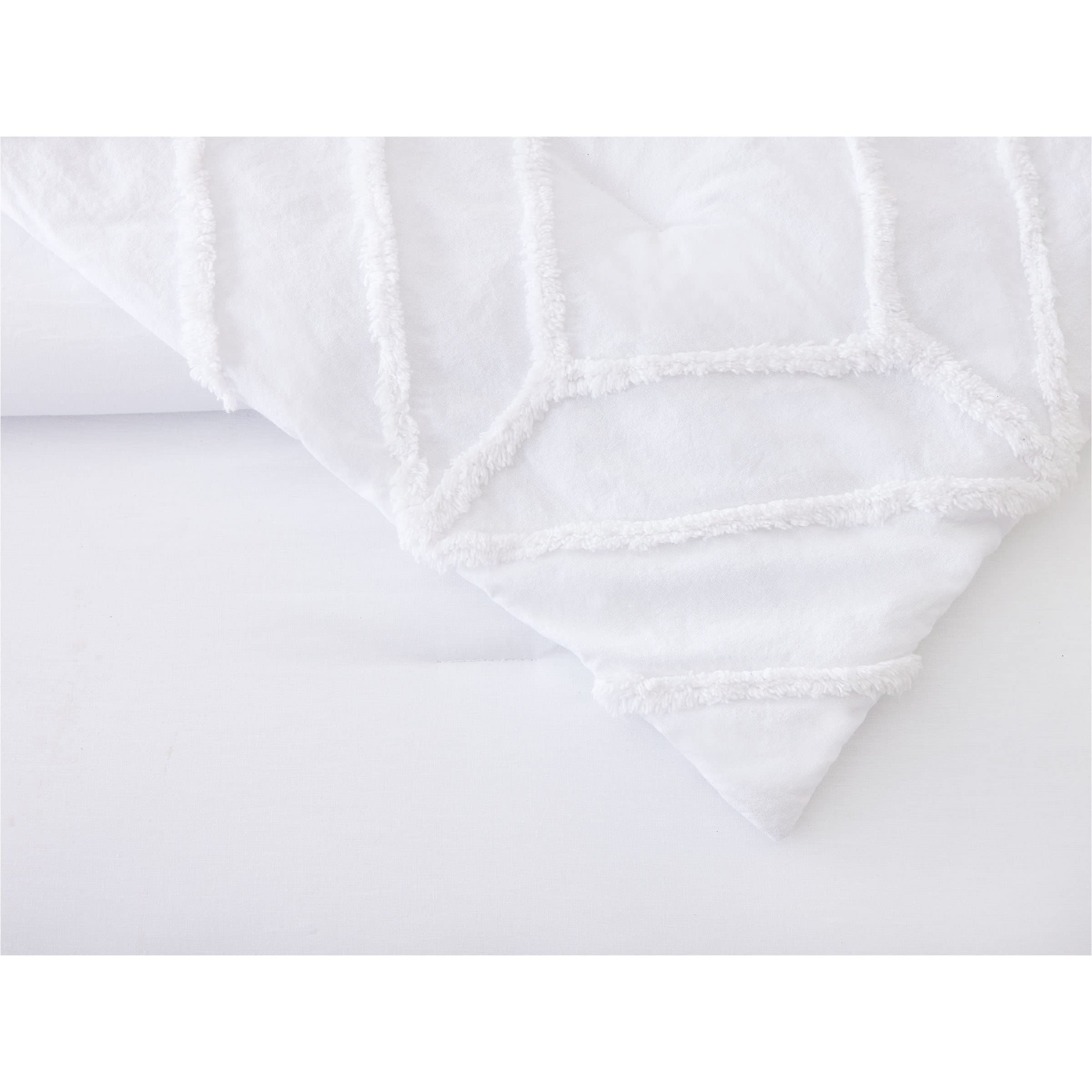 Trina Turk 100% Cotton Tufted Chenille 3-Piece Duvet Set - Full/Queen, White