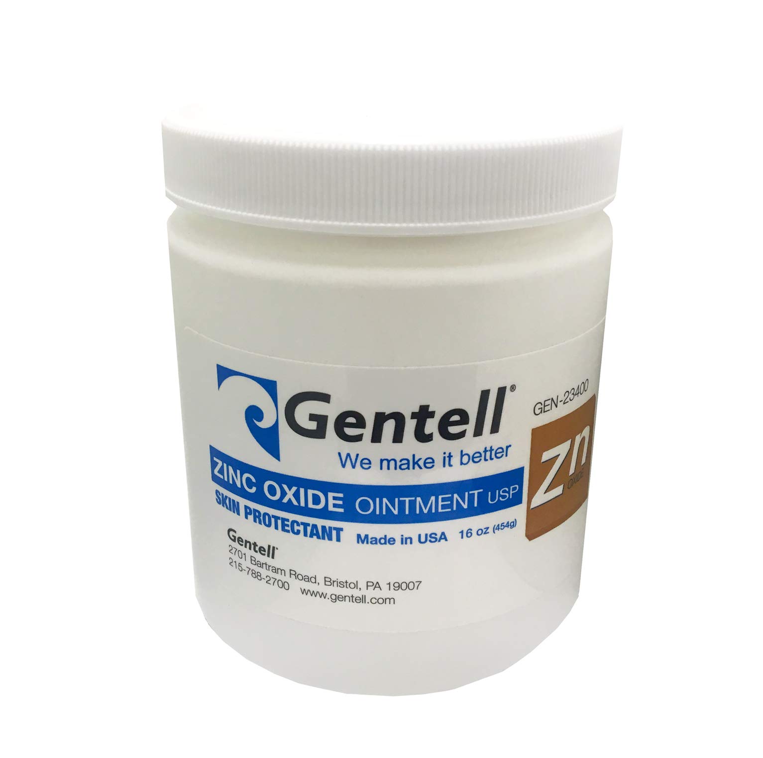 Zinc Oxide Ointment by Gentell - 16 Oz. Jar - Ointment, Skin Protectant | First Aid | Soothes, Heals, Seals Out Wetness | Helps Prevent Baby Diaper Rash - Pack of 1