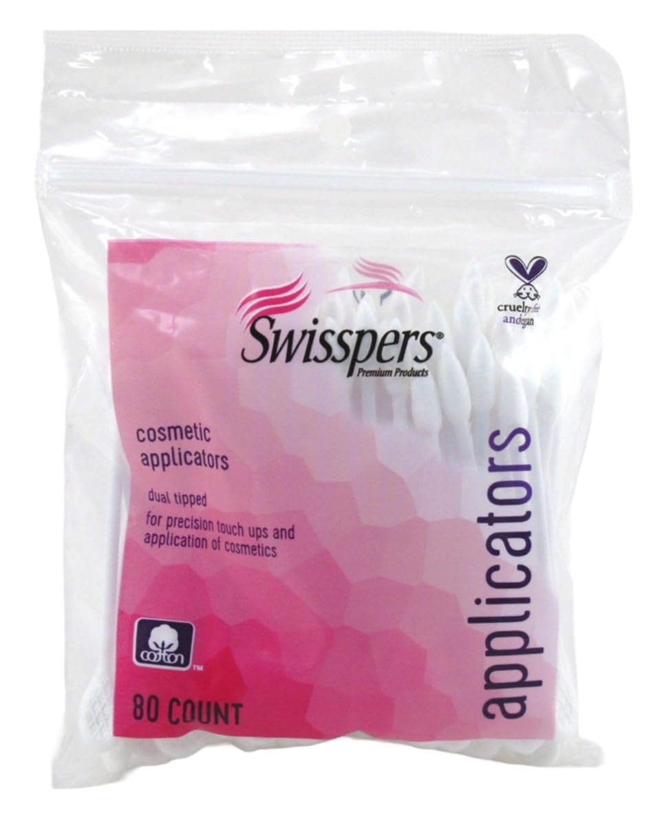 Swisspers Cotton Swabs 80 Count Cosmetic Applicators (Pack of 3)