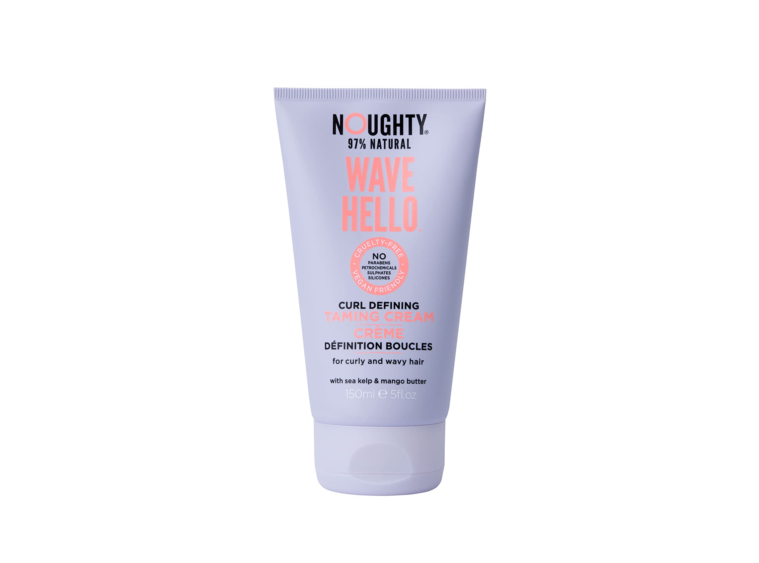 Noughty 97% Natural Wave Hello Curl Taming Cream, Vitamin Rich Smoothing Formula for Curly and Wavy Hair, with Sea Kelp and Mango Butter, Sulphate Free Vegan Haircare 150ml