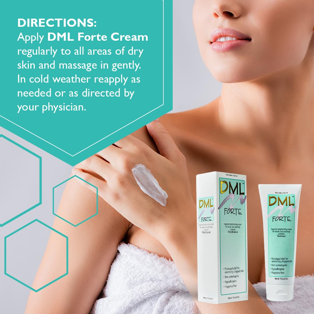DML Forte Skin Care- Super-Hydrating Hand, Face, and Body Moisturizer/ Hypoallergenic Face Moisturizer for Dry and Cracked Skin/ Gentle Moisturizing Cream Safe for Faces and Sensitive Skin / 4 oz