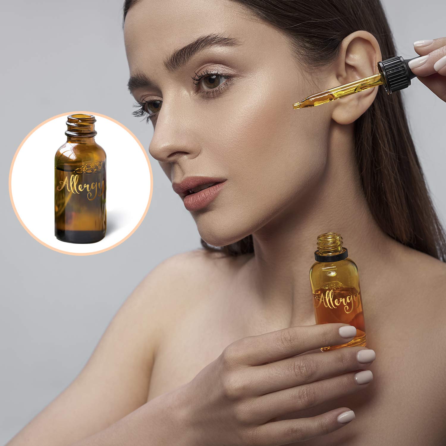 8 Sheets Essential Oil Bottle Labels Stickers Letter Stickers Waterproof Vinyl Essential Oil Labels for Perfume Bottle (Golden)