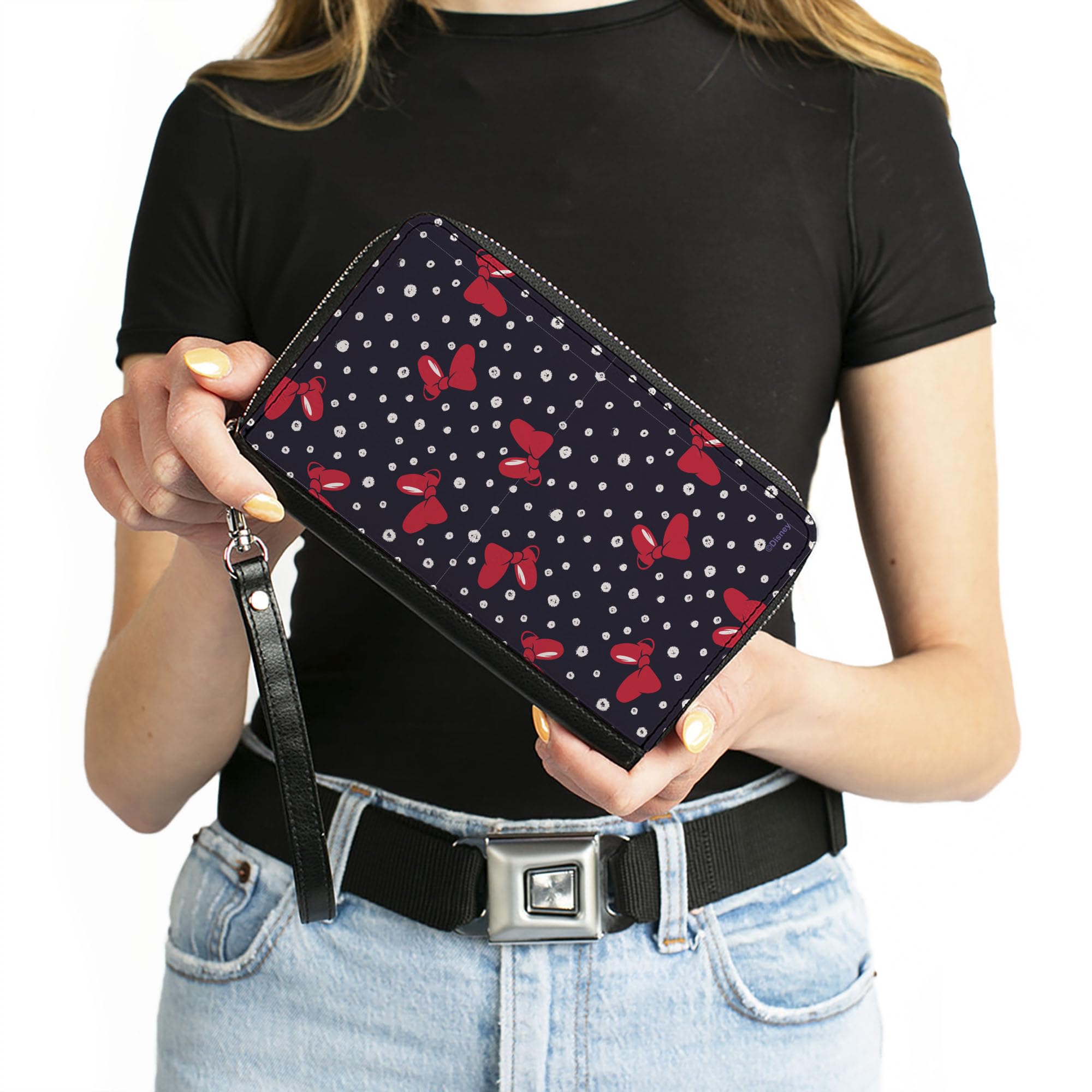 Buckle-Down Women's PU Zip Around Wallet Rectangle-Minnie Mouse, 7.5"x4.5"