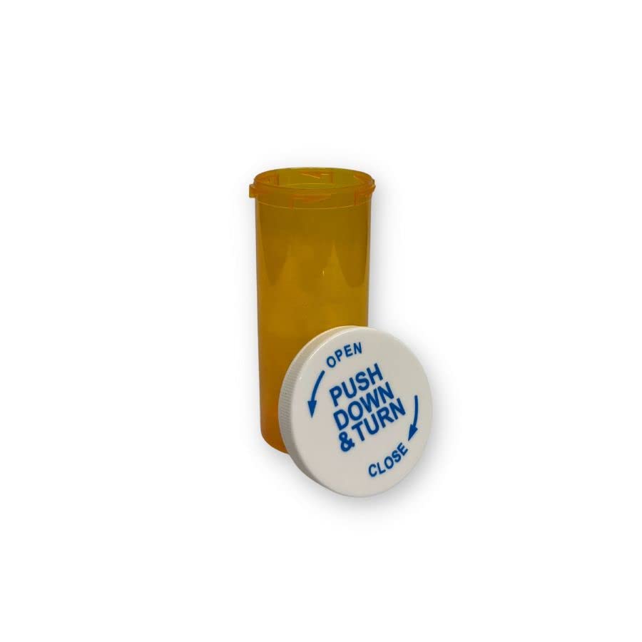 30 Dram Amber Prescription Medicine Vials with Caps - Child Resistant - 270/case
