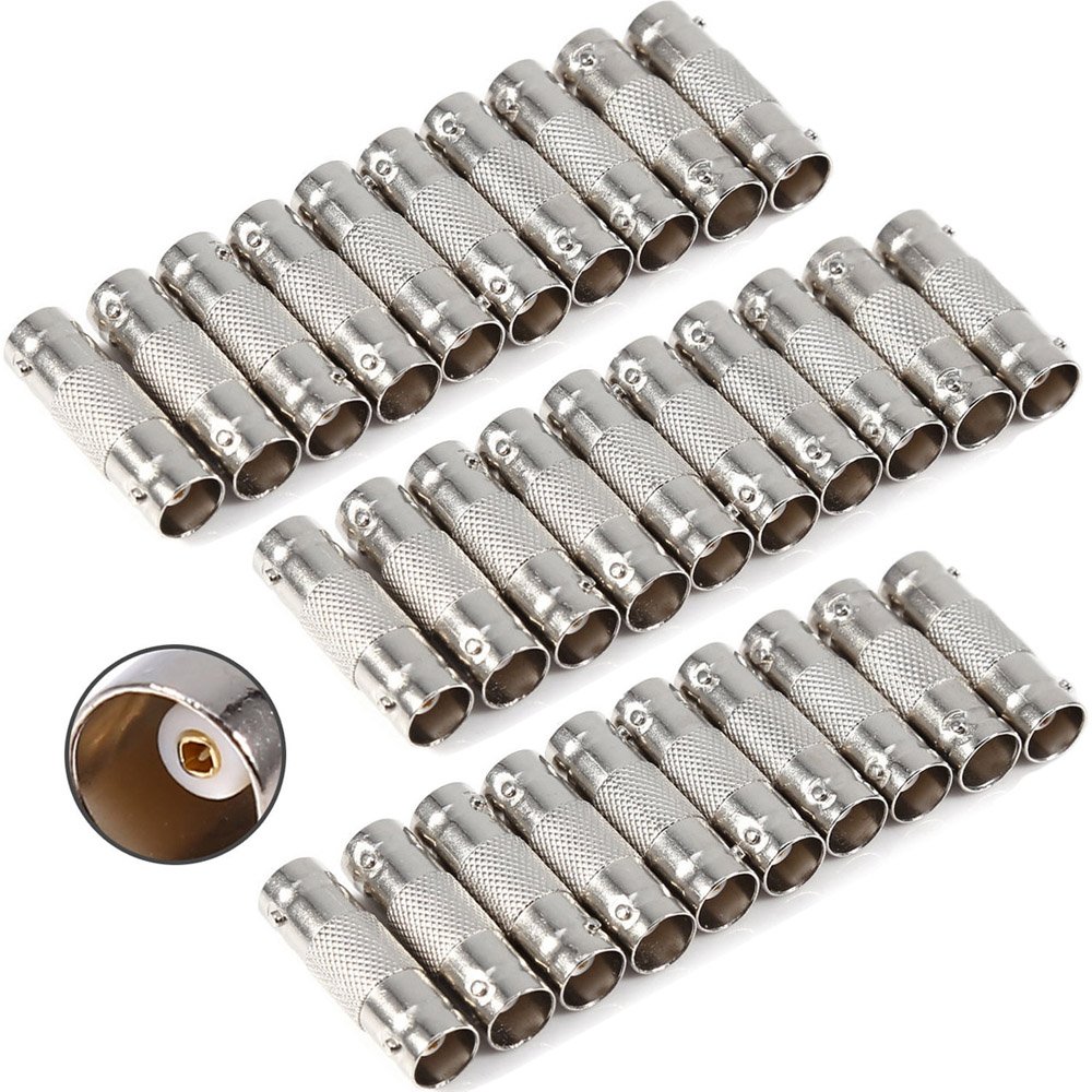 exgoofit BNC Connector Pack 30pcs BNC Female to Female Straight Coupler Adapter for CCTV Camera Survelliance System
