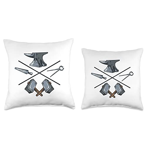 Forging Equipment Starter Kit Gifts For Beginners Anvil Hobby Legend Forging Professional Blacksmith Throw Pillow, 18x18, Multicolor