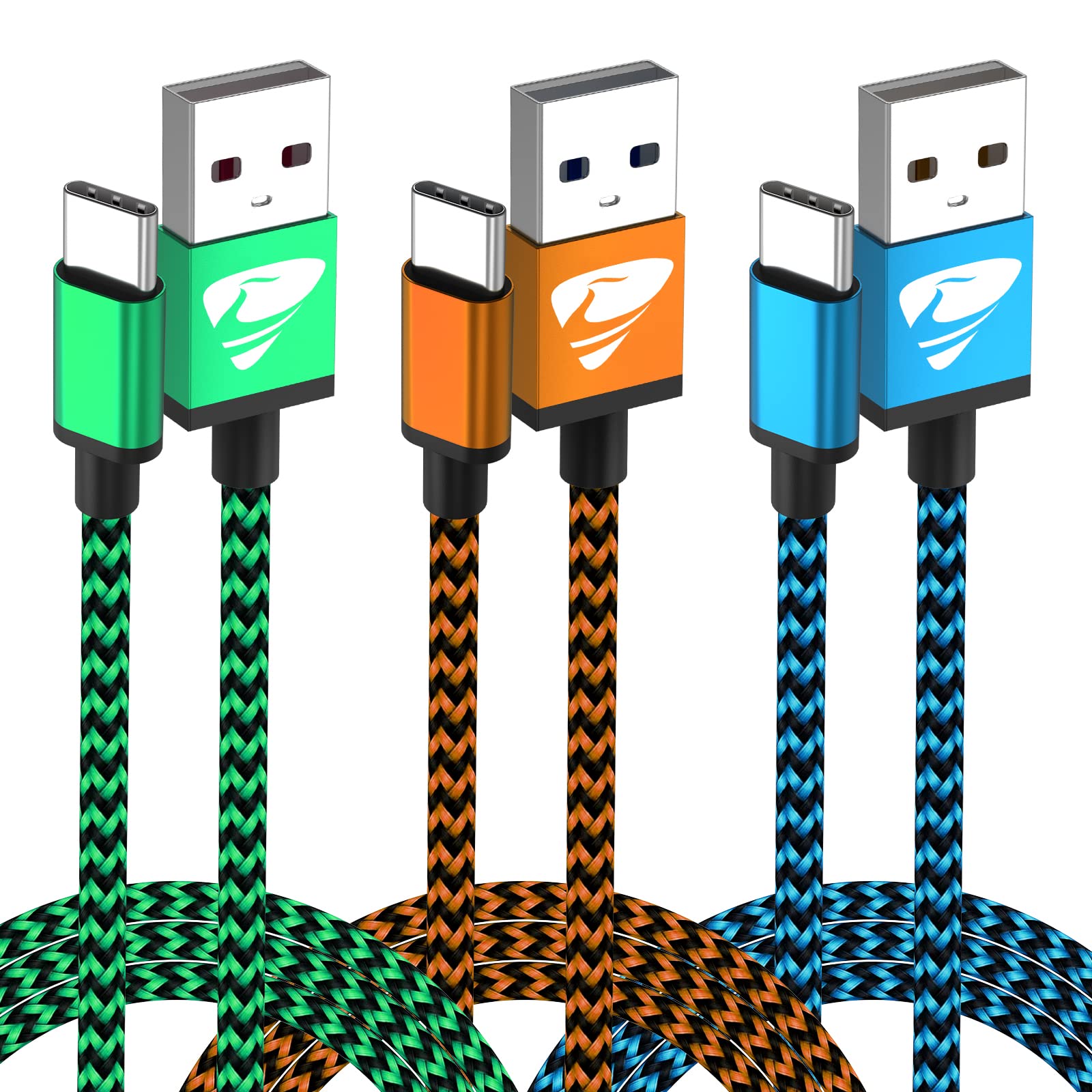 Aioneus USB A to Type C Charger Cable 10ft 3Pack, Long USB C Fast Charging Cord Braided for Samsung Galaxy S22 S21 S20 S10 S9 A03s A12 A13 A20 A21 A32 A42 A50 A51 A53 A71 S10e A10e, Moto G7 G6, LG