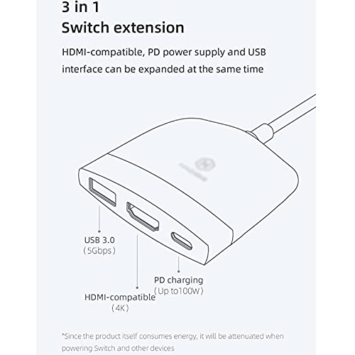 SHYPT Multi-Function Portable Docking Station USB C to 4K HDMI-Compatible USB 3.0 PD for MacBook Pro (Color : Black Grey)