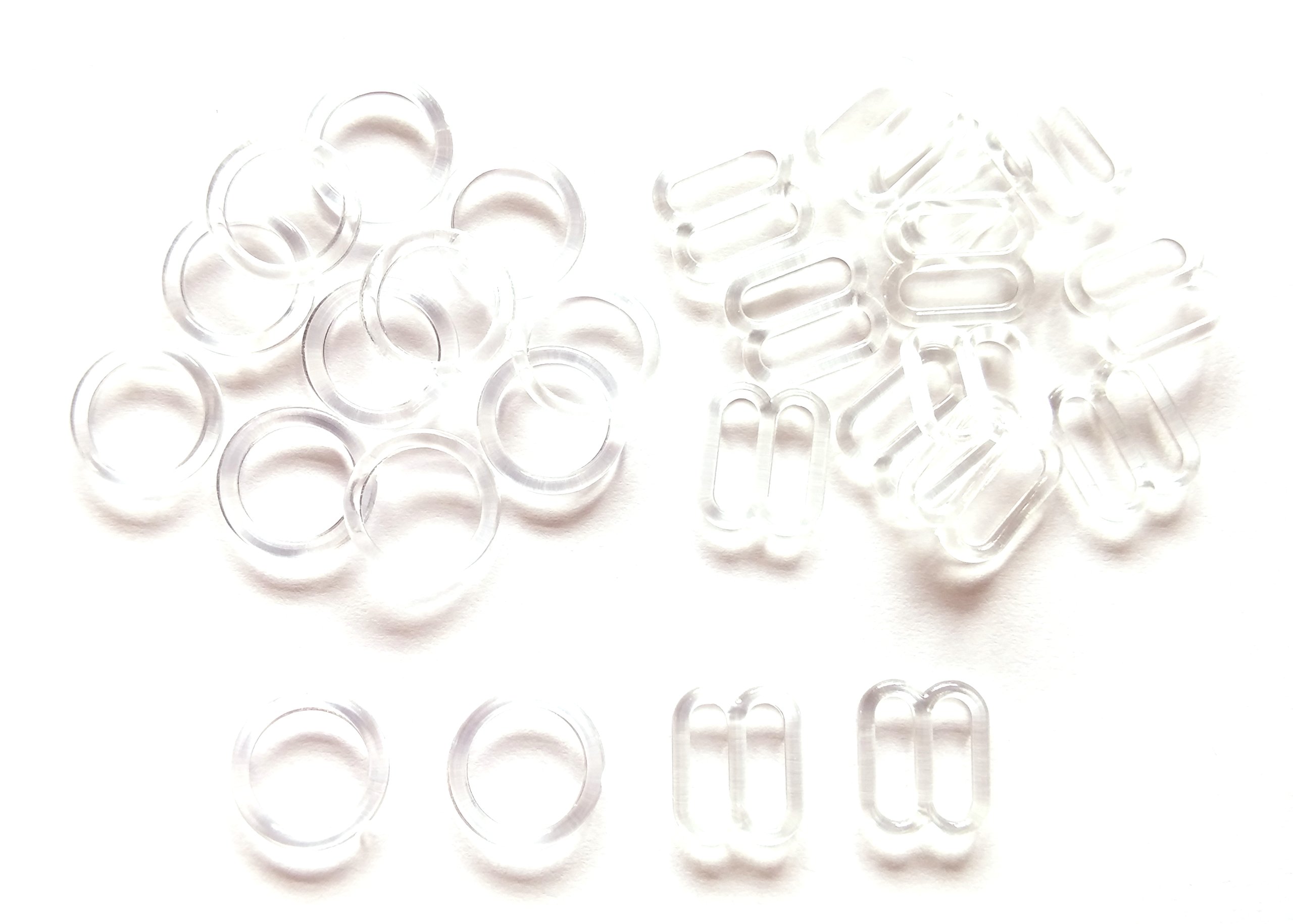50 Set Clear Bra Strap Rings and Slider Findings Size 8 Mm