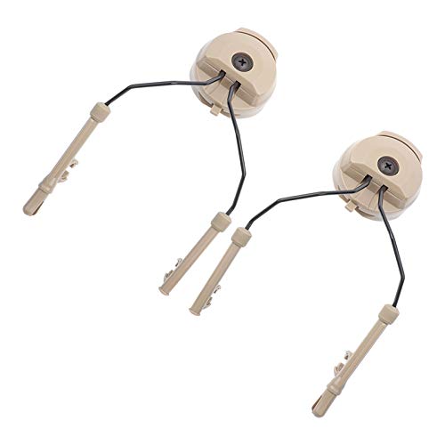 2Pcs Arc Rail Headset Adapter, Tactical Helmet Rail Suspension, Headset Helmet Adapter Ear Protection Headphones Bracket, Hunting Earmuffs for Peltor Comtac I, Comtac II(Tan)