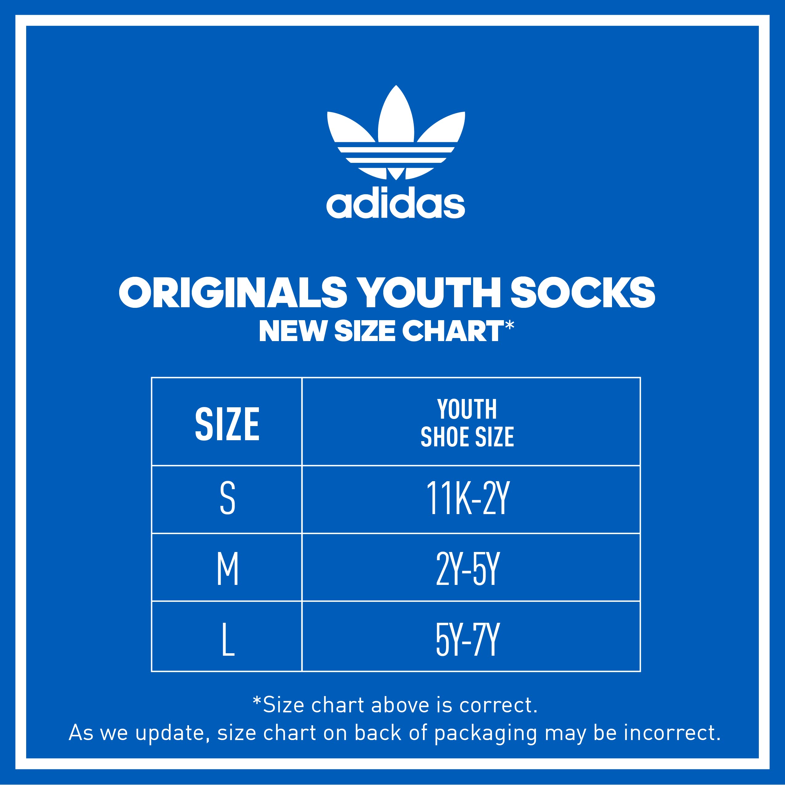 adidas Originals Boys' Youth Originals Mixed 6-Pack Crew, White/Black/Team Royal Blue, Large
