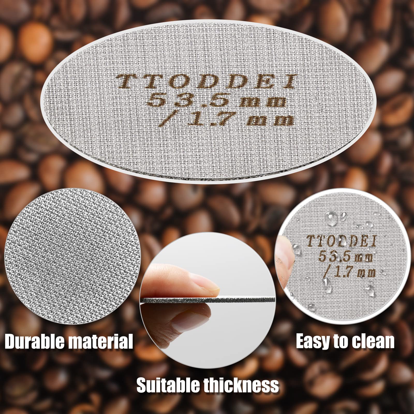 54mm Espresso Puck Screen Coffee Portafilter Puck Screen Espresso Portafilter Lower Shower Screen Reusable Contact Screen 53.5mm