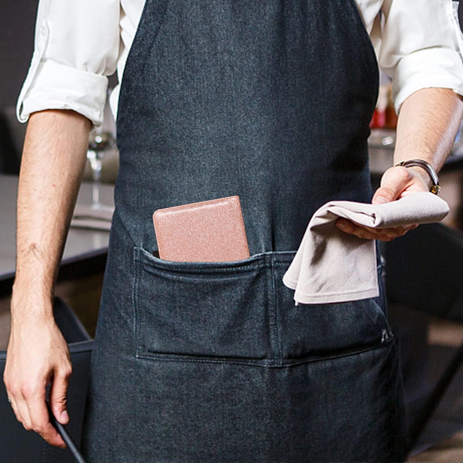 ACdream Server Books for Waitress, Guest Book Note Pad, Cute Pocket Leather Money Organizer Wallet, Cash Check Bill Receipt Holder Presenter, Waiter Accessories Fit Server Apron