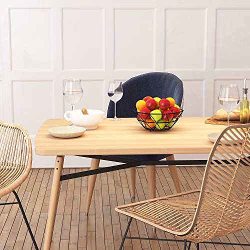CuttleLab Fruit Basket with Banana Hanger (Black, 1-Tier), Fruit Bowl with Banana Holder, Fruit Bowl for Kitchen Counter used as Bread Basket, Vegetable Basket, Fruit Stand,Egg Holder with Banana Tree