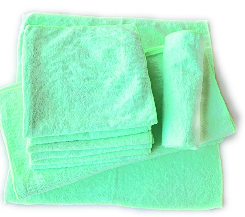 DaChan ONE Dozen(12pcs) Microfiber Cleaning Towels 18" x 18" - Green