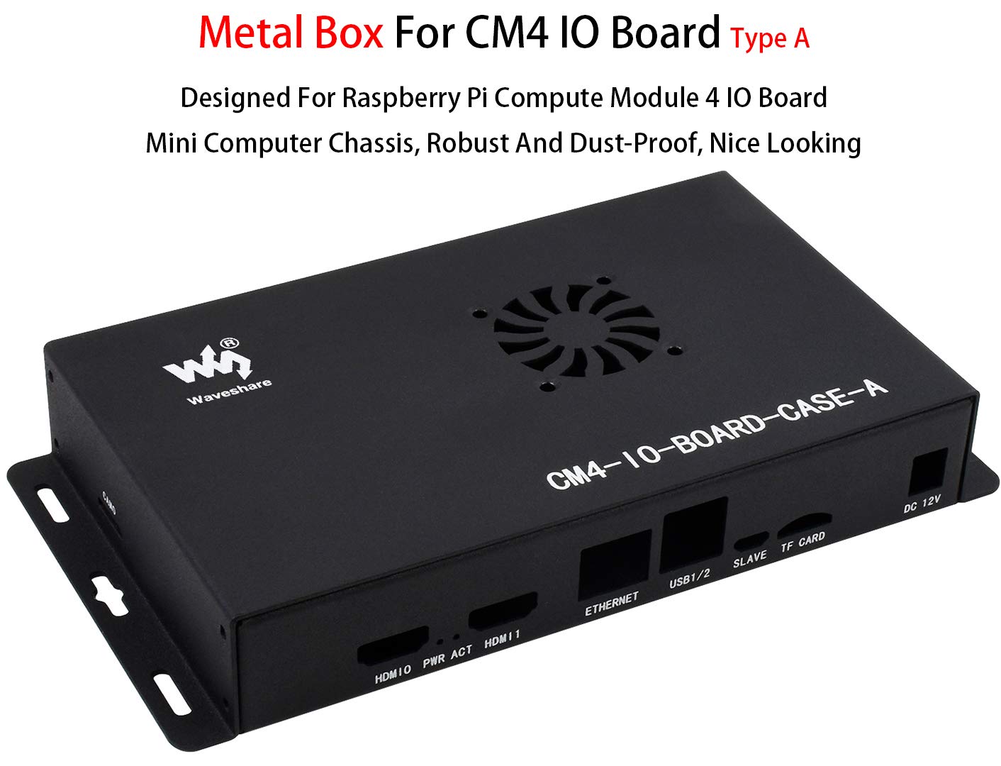 Metal Case/Box with Cooling Fan for Raspberry Pi Compute Module 4 IO Board, Mini Computer Chassis with HDMI,Ethernet,USB ,DSI Display Port, CSI Camera Port