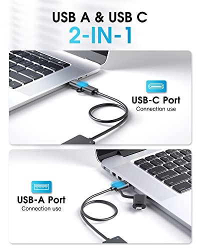 BYEASY USB Hub, USB 3.1 C to USB 3.0 Hub with 4 Ports and 2ft Extended Cable, Ultra Slim Portable USB Splitter for MacBook, Mac Pro/Mini, iMac, Ps4, PS5, Surface Pro,Flash Drive, Samsung(Black)