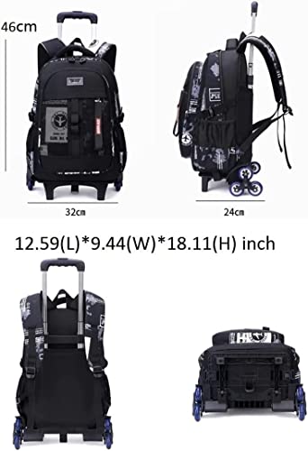 Rolling Backpack for Boys Kids Bookbag with Wheels for School Trolley School Bag