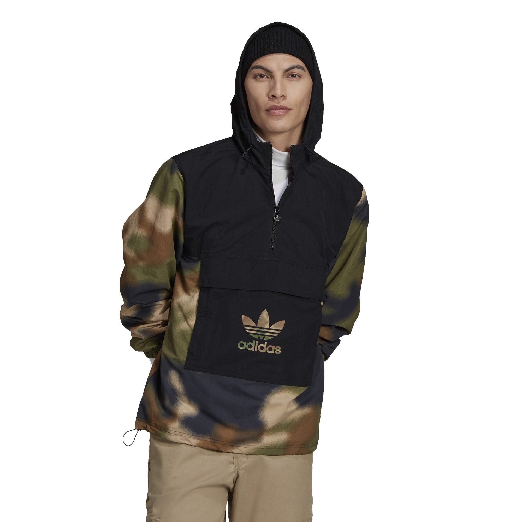 adidas Originals Men's Camo Windbreaker, Black/Multicolor, M