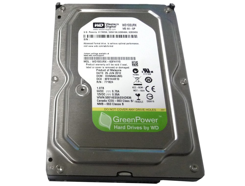 WD AV-GP 1 TB AV Video Hard Drive: 3.5 Inch, SATA III, 64 MB Cache - WD10EURX (Renewed)