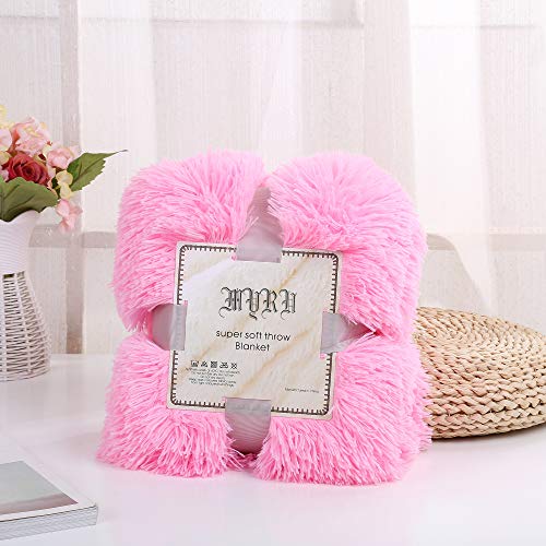 Plush Super Soft Blanket Bedding Sofa Cover Furry Fuzzy Fur Warm Throw Qulit Cozy Couch Blanket for Winter (51"x63", Pink)