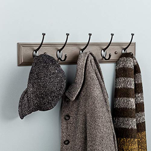Franklin Brass FBPLLT5-513-R Rail in, 5 Pilltop Hooks, Driftwood Gray & Soft Iron