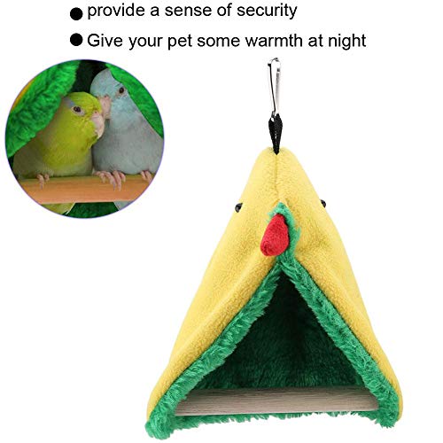 Parrot Standing Perch, Pet Birds Cage Hanging Plush Tent Bed Toys Triangle Hammock for Birds Parrots Cockatiels Small Conures