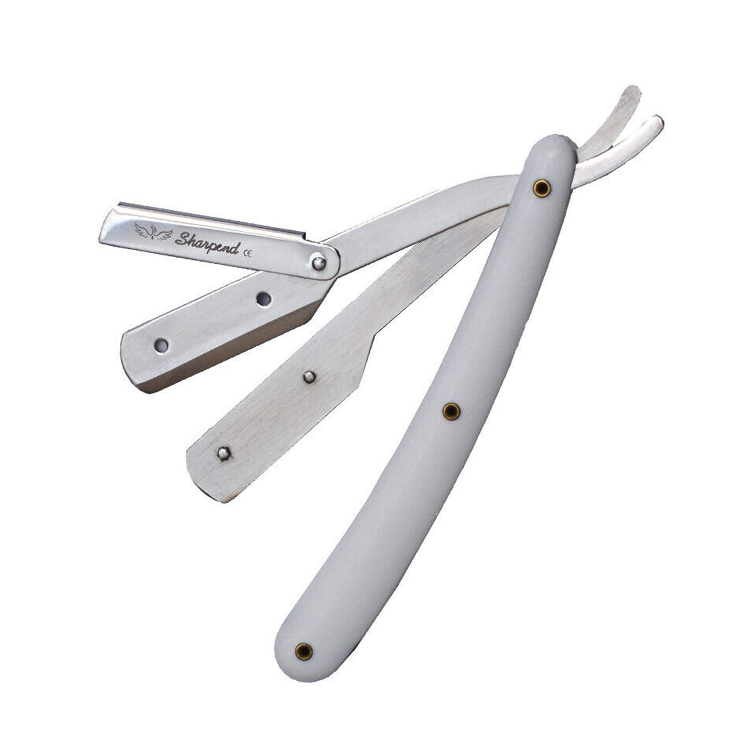Plastic Handle Straight Edge Barber Razor Salon Quality Cut Throat Shavette, Perfect Straight Edge Razor Beard Kit,Durable Barber Razor Kit with 10 Double- Edge Straight Razor Blades, Straight Razor