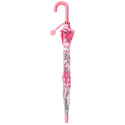 RONIARE Kids Umbrella Clear Bubble Umbrellas for Rain,Safety Dome Windproof Umbrella for Kid Girls and Boys(Cat Pink)