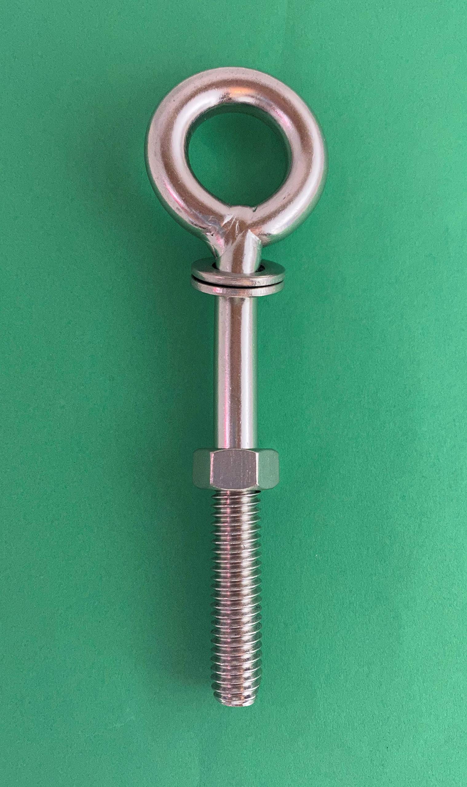 US STAINLESS 2 Pieces Stainless Steel 316 Eye Bolt 1/2" x 6" Whitworth Short Thread Marine Grade