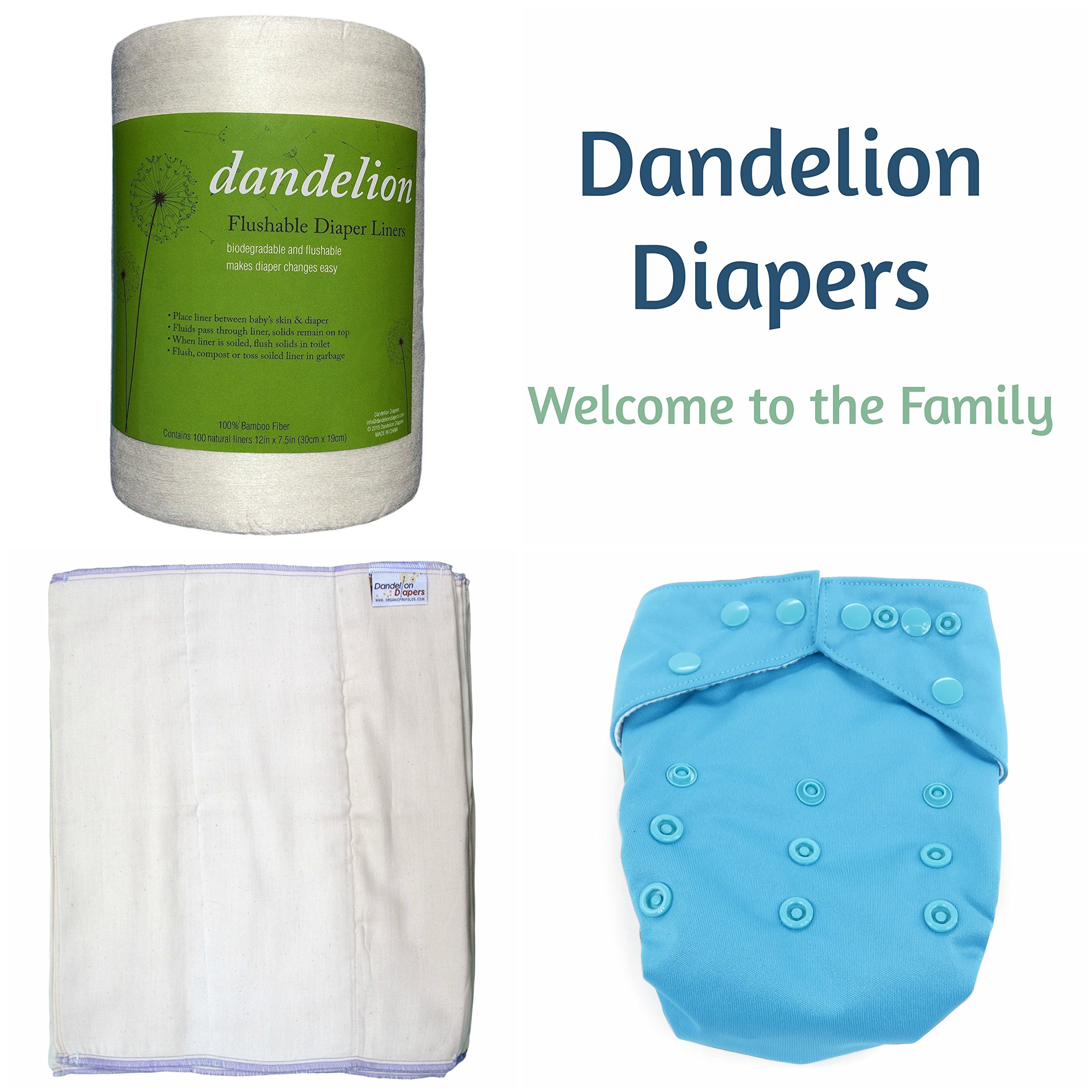Dandelion Diapers Baby Diaper Liners, 100% Viscose - Box of 100