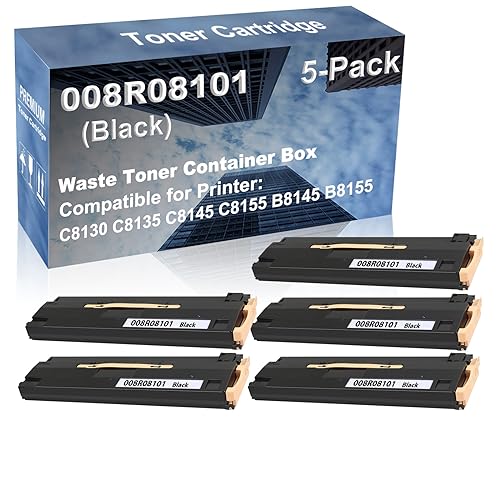 5-Pack Compatible High Capacity C8130 C8135 C8145 C8155 B8145 B8155 Printer Waste Toner Container Box Replacement for 008R08101 Printer Cartridge (Black)