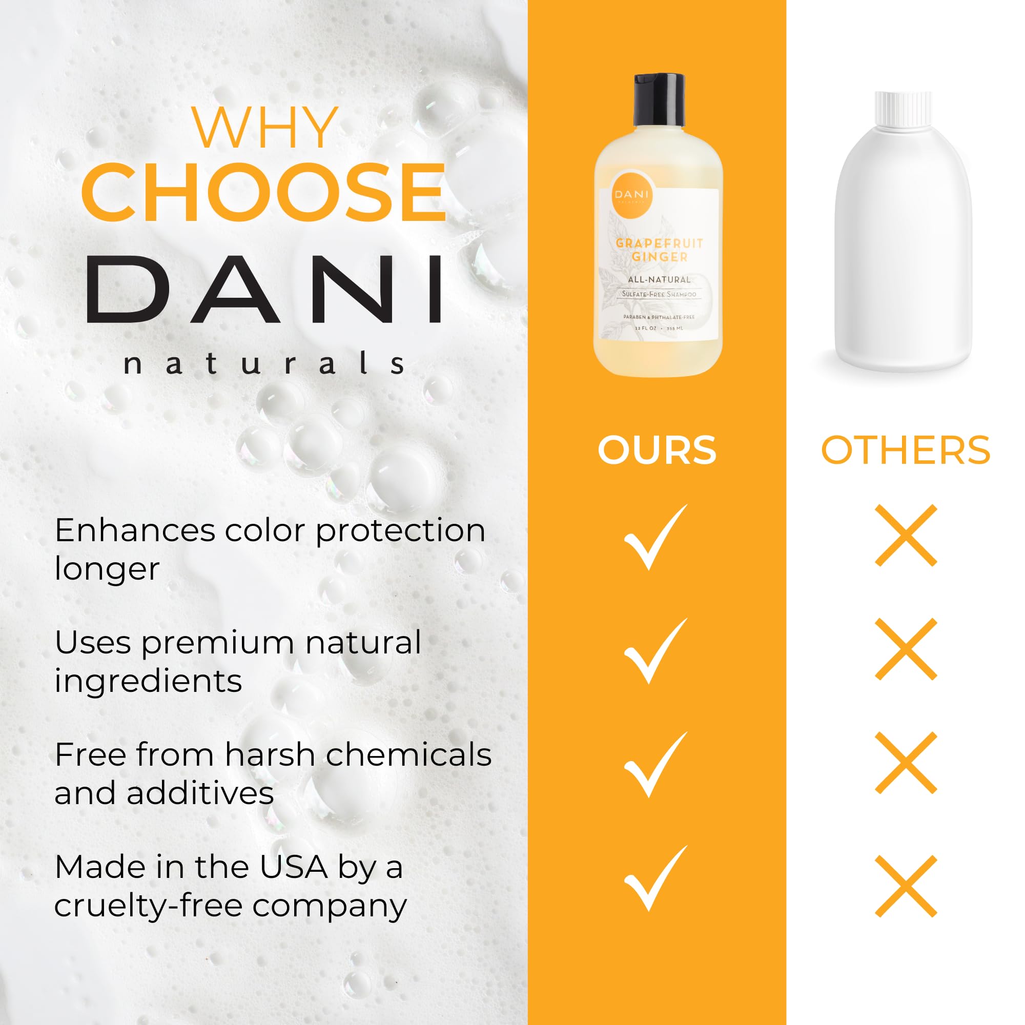 DANI Natural Moisturizing Shampoo Naturals - Invigorating Grapefruit Ginger Scent - Organic Aloe Vera & Coconut Cleansers - Sulfate, Phthalate & Paraben Free - For Men & Women - 12 Ounces